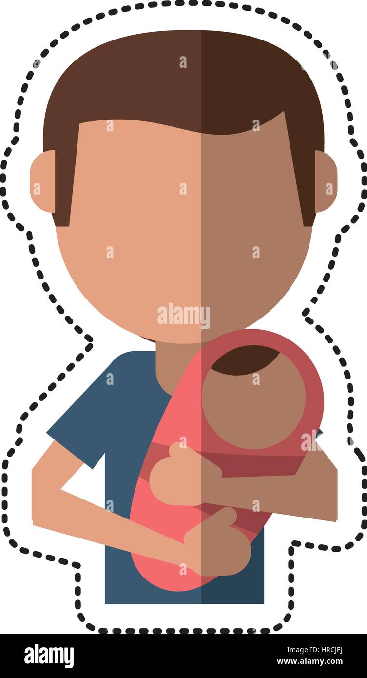 cartoon father carrying baby newborn Stock Vector Image & Art - Alamy