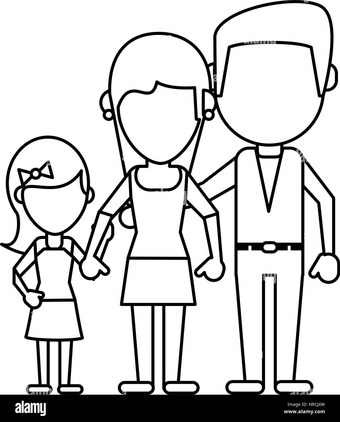 Dad daughter family outline vector hi-res stock photography and images ...