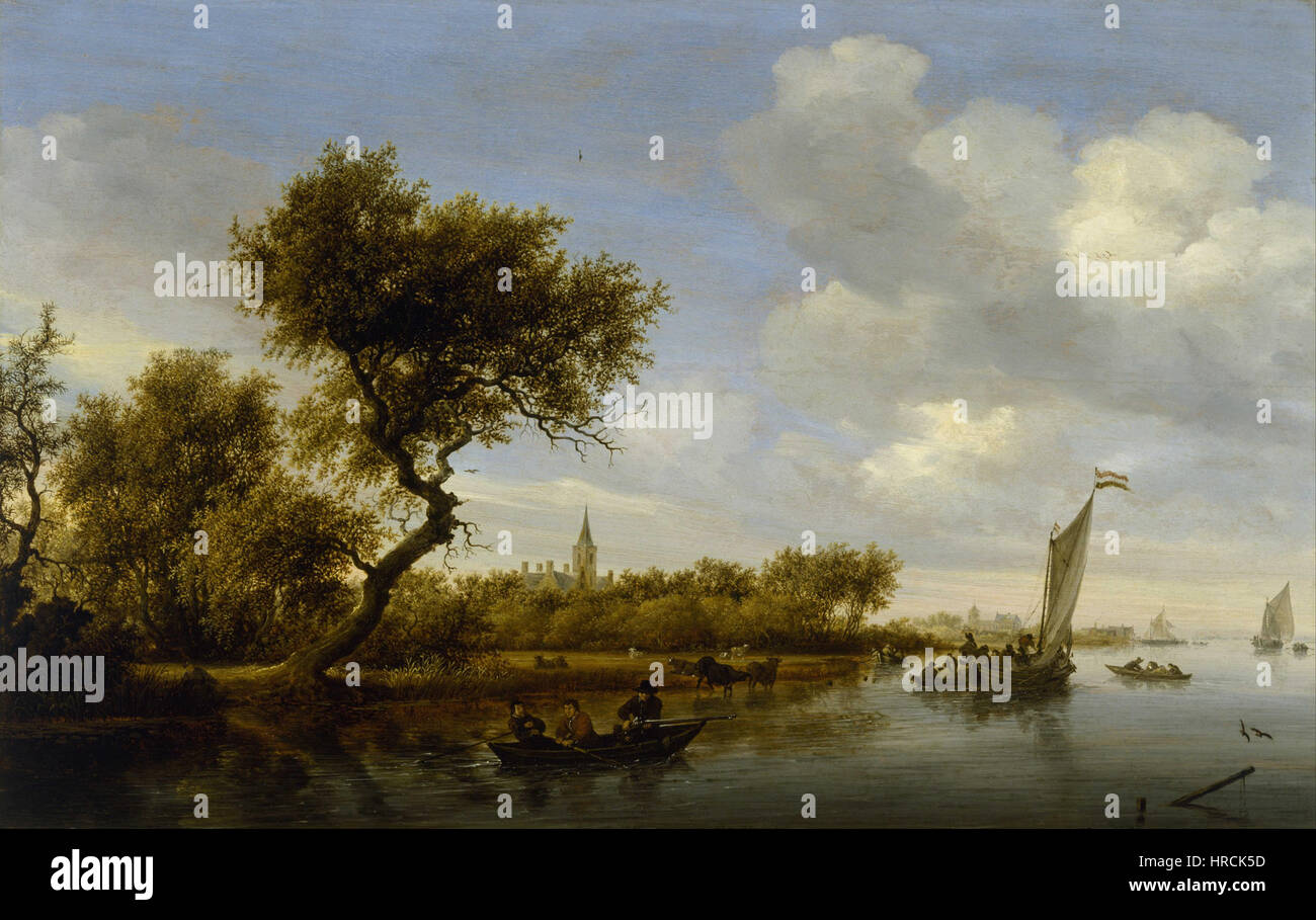 Salomon van Ruysdael - River Landscape with a Church in the Distance - Google Art Project Stock ...