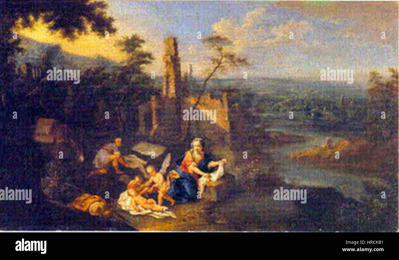 Poussin Rest on the flight into Egypt Stock Photo - Alamy