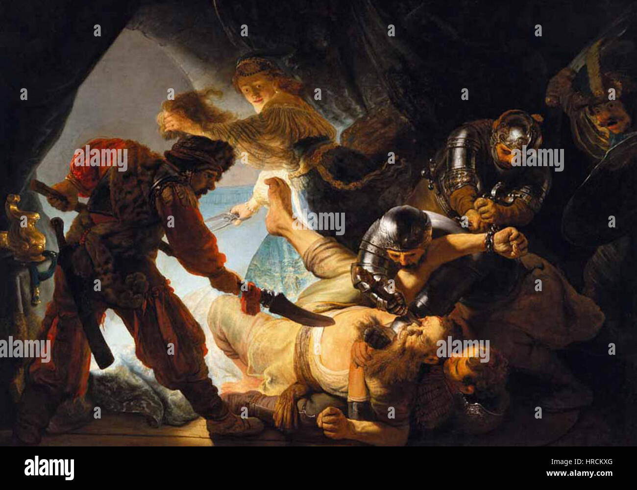 Rembrandt's 'Samson and Delilah,' painted in 1636, is a dramatic ...