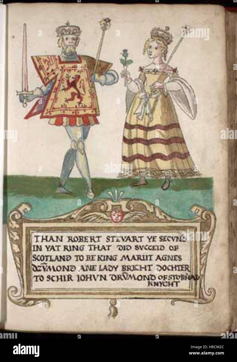 The portrait of Robert III of Scotland and his wife Annabella Drummond ...