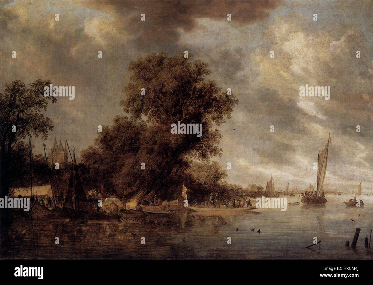 Salomon van Ruysdael - River Landscape at Arnheim - WGA20571 Stock Photo - Alamy