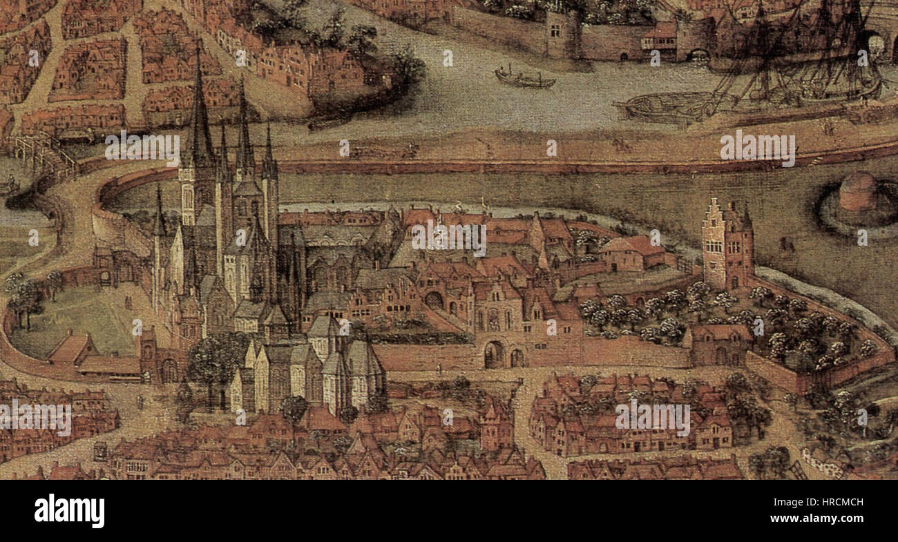 Sint-Baafsabdij Gent, uitsnede uit kaart van Gent, 1534 Stock Photo - Alamy