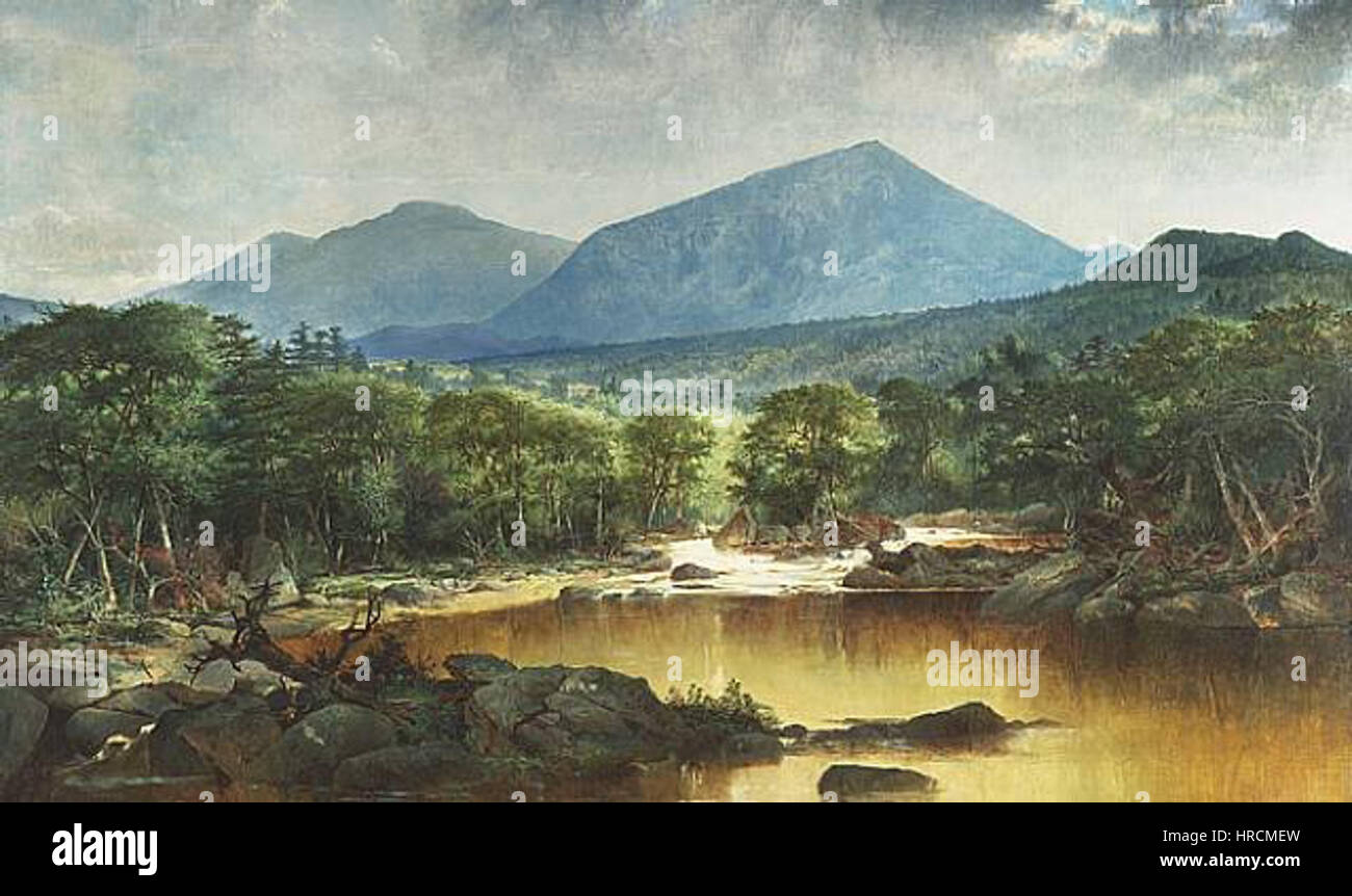 'River in a Mountain Landscape', oil on canvas painting by John Mix ...