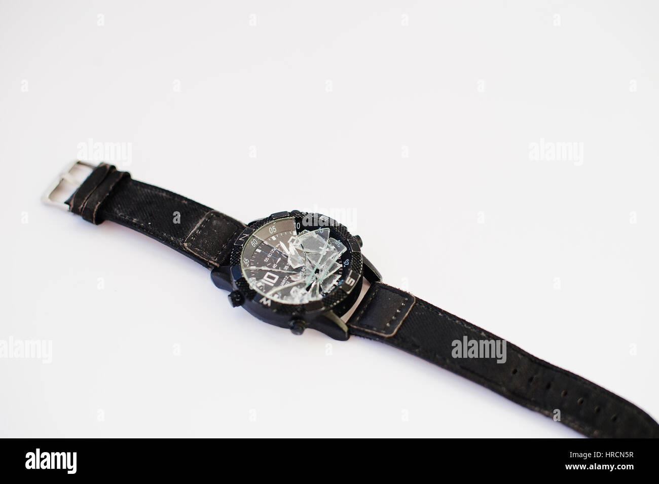 Stop the time concept. Crashed watches isolated on white Stock Photo ...
