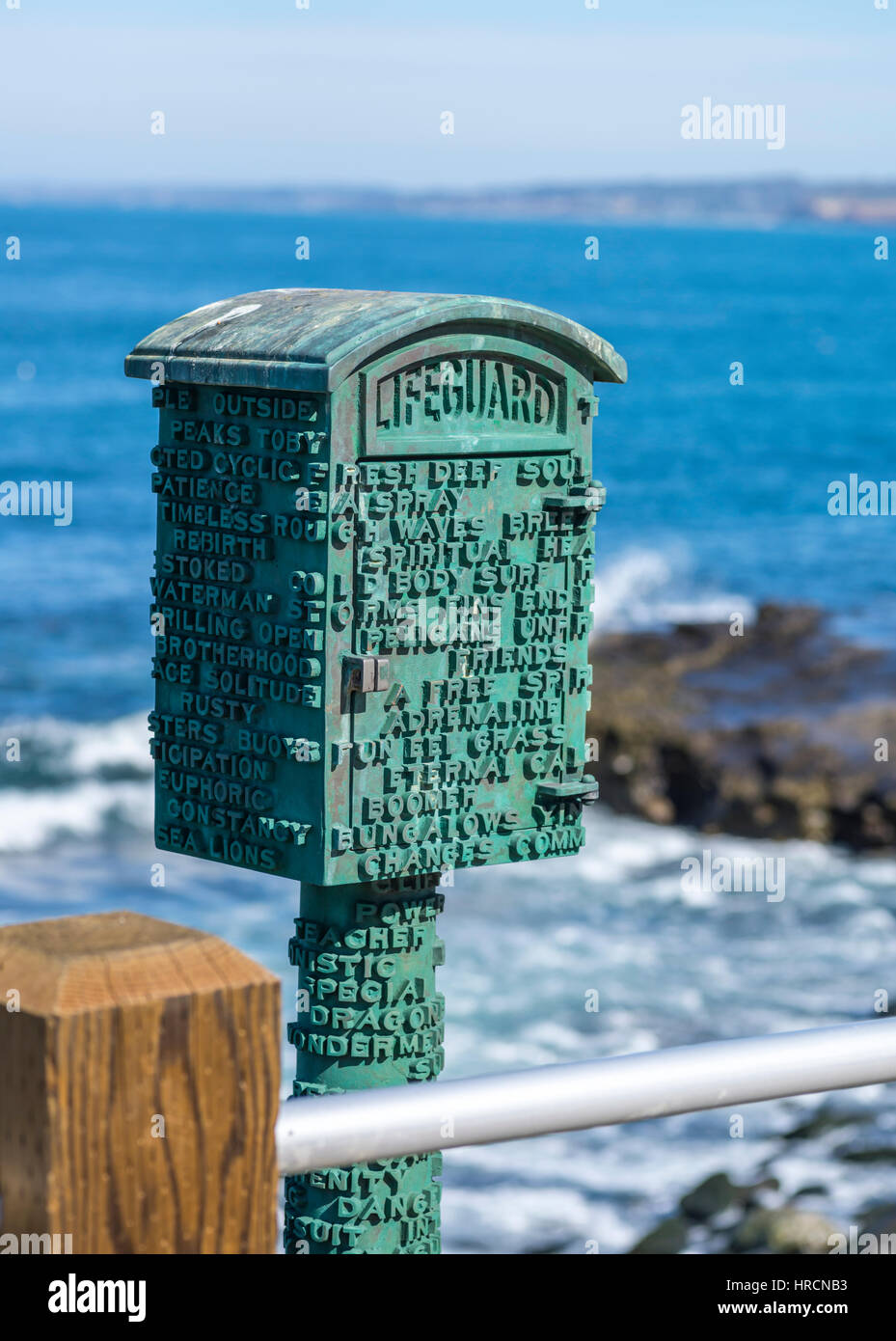 Lifeguard Box with text located above Boomer's Beach. La Jolla ...