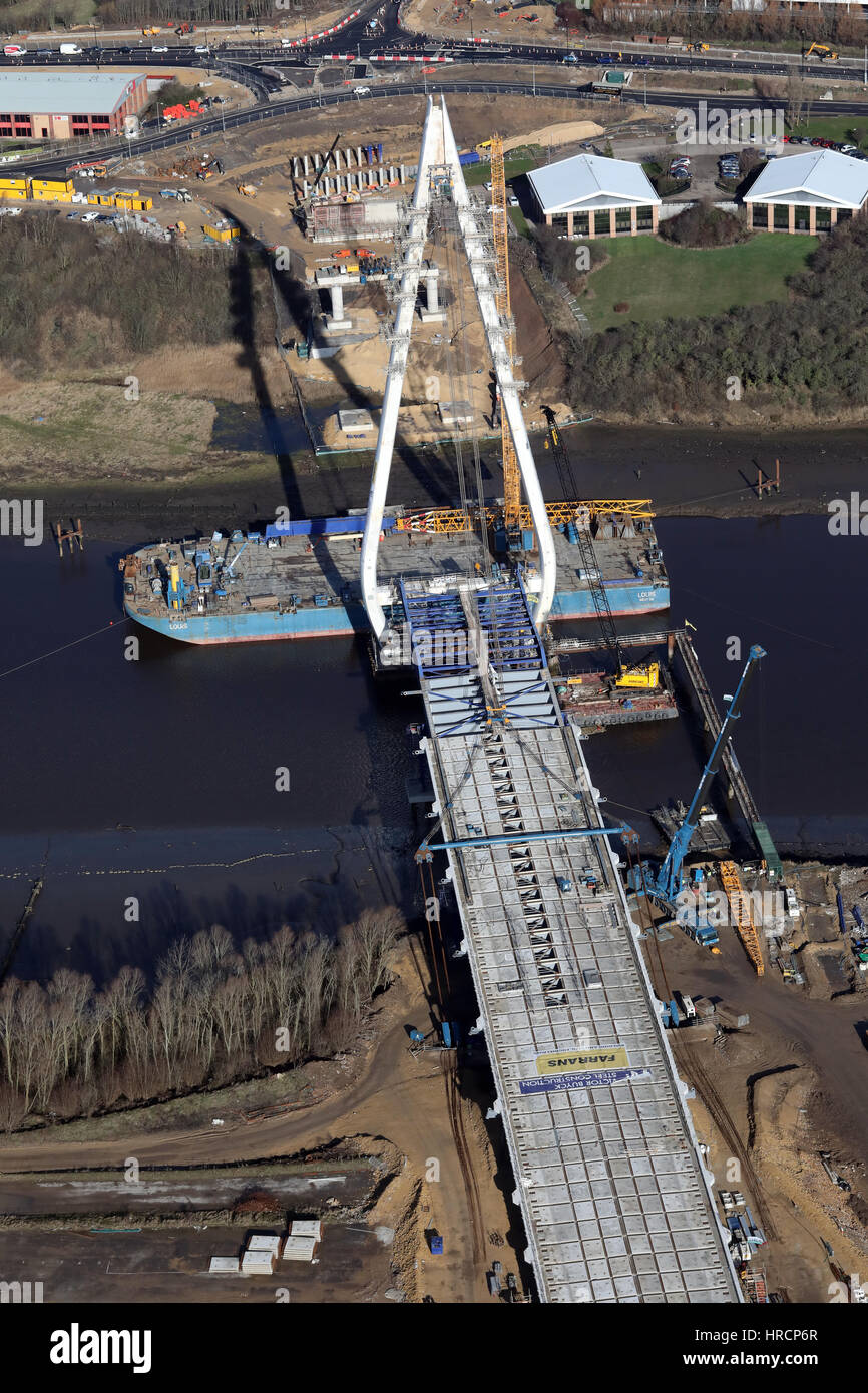 aerial view of the Northern Spire Bridge in Sunderland during ...
