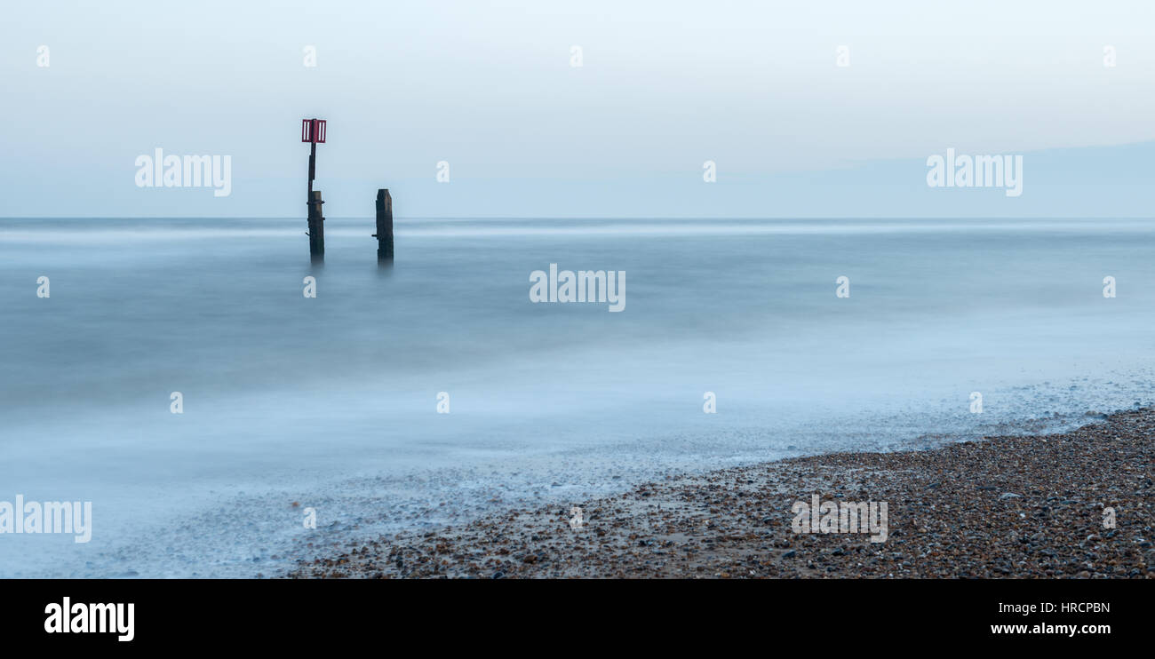 Groyne marker, Southwold beach, Suffolk Stock Photo - Alamy