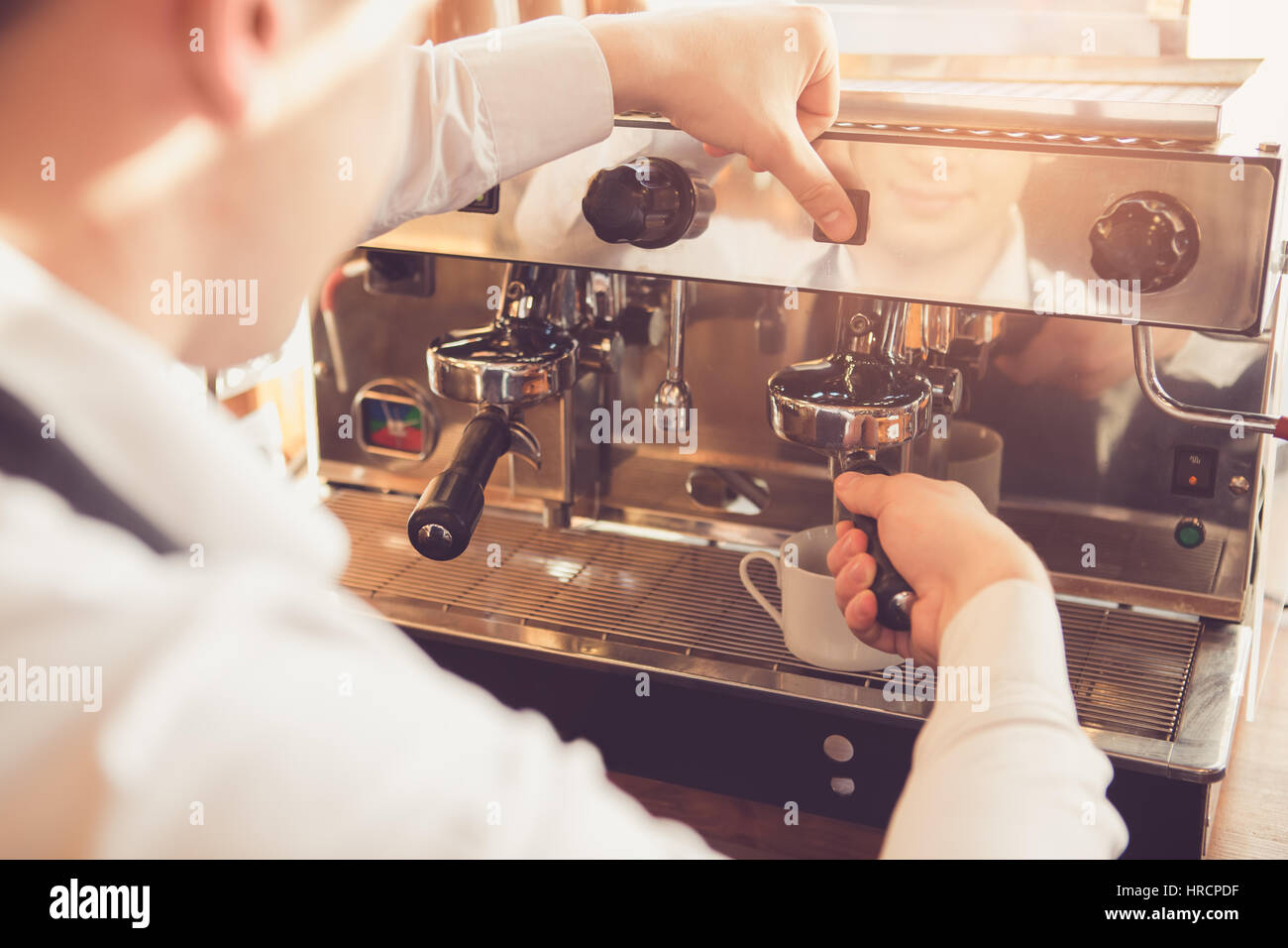Concept for professional barista in coffee shop Stock Photo - Alamy
