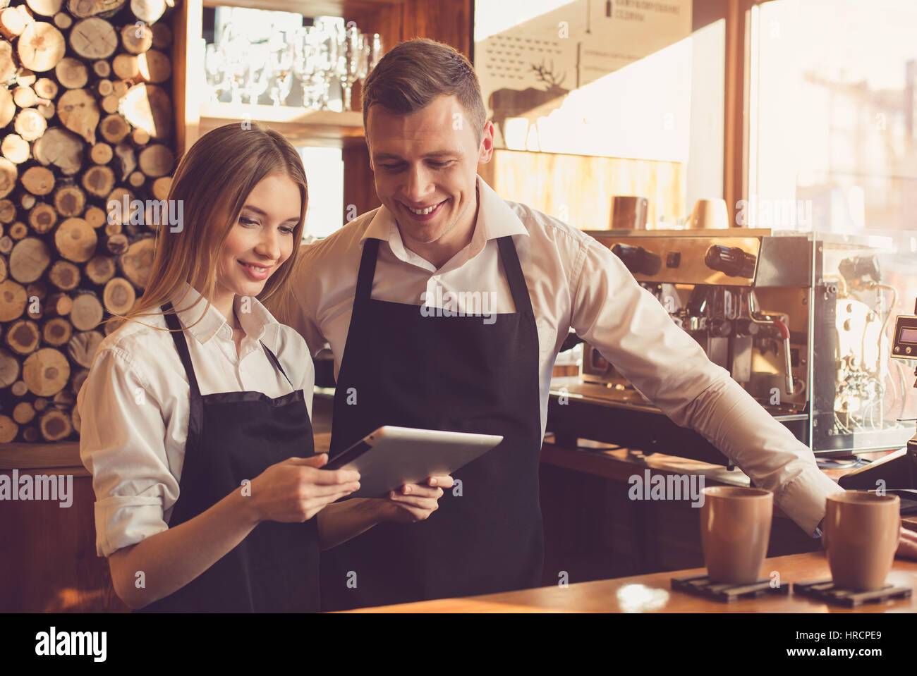 Concept for professional barista in coffee shop Stock Photo - Alamy
