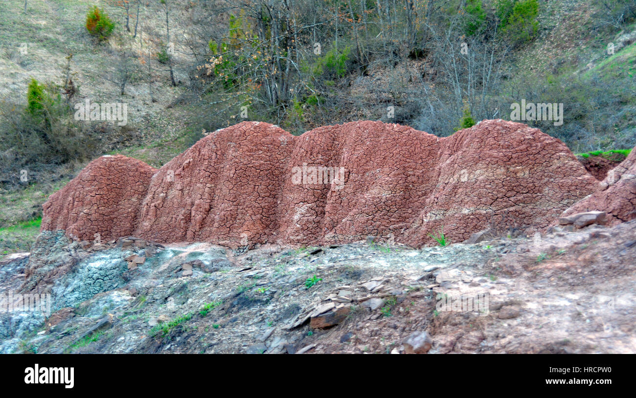 Badlands of clay soil in the upper valley of the river Secchia Sassuolo ...