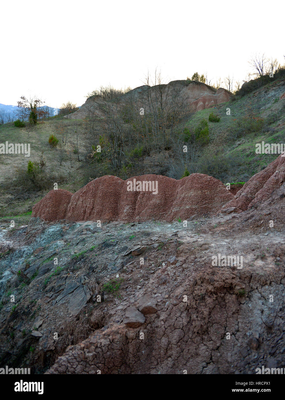 Badlands of clay soil in the upper valley of the river Secchia Sassuolo ...