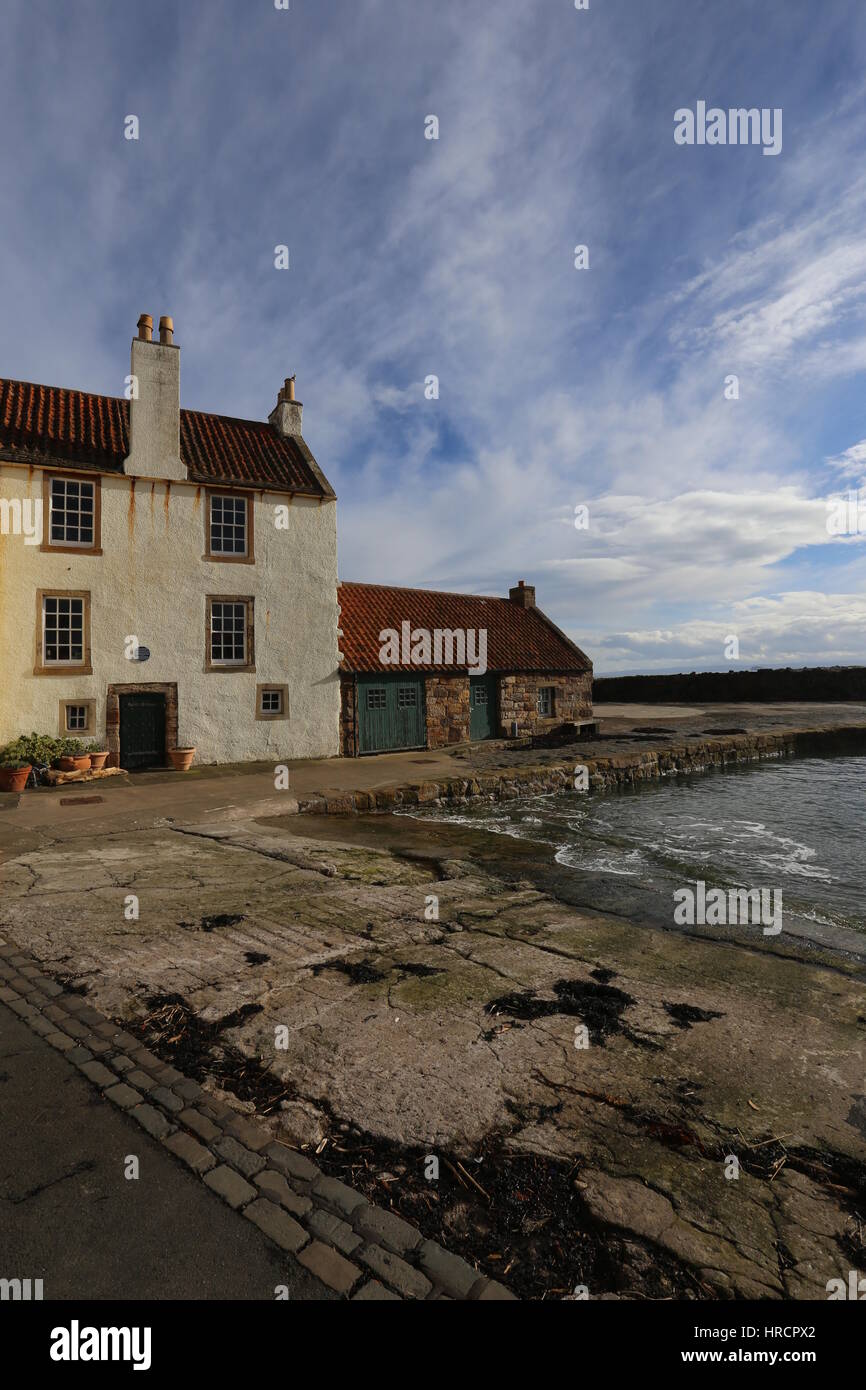 Pittenweem waterfront at high tide Fife Scotland February 2017 Stock ...