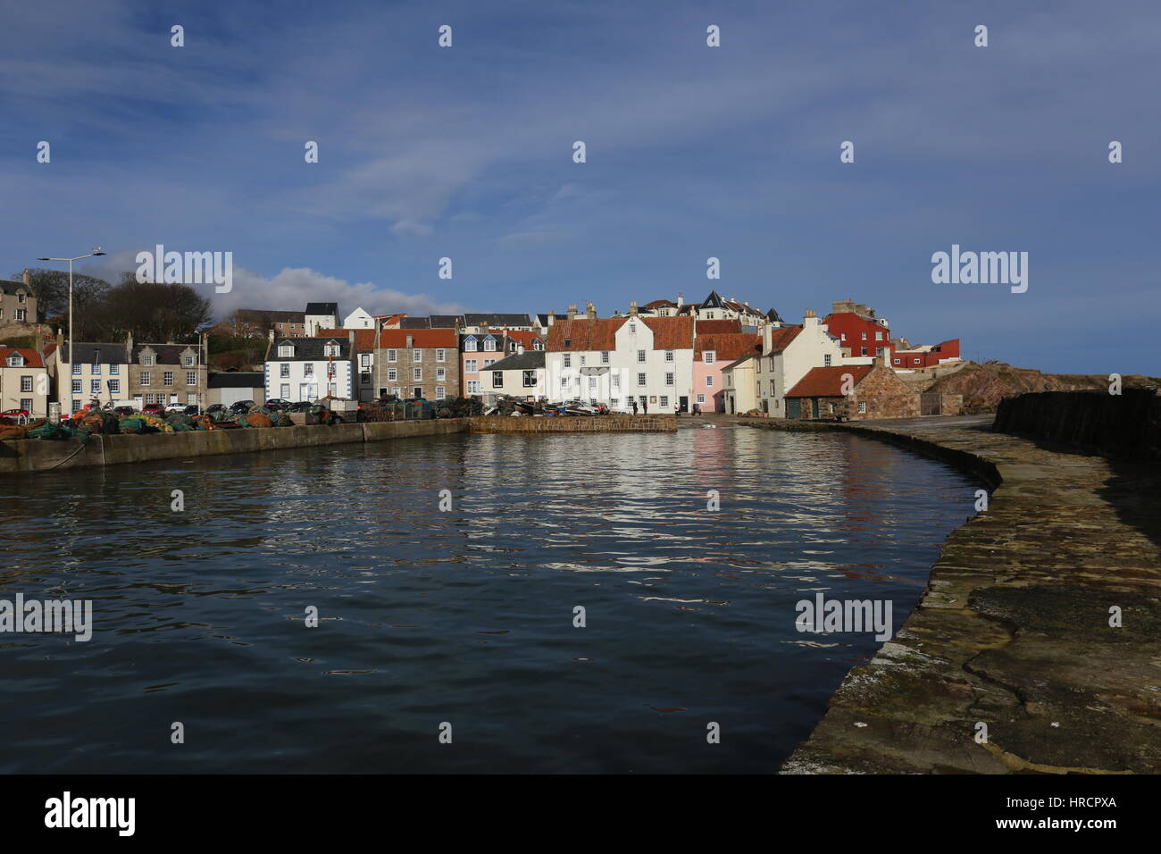 Pittenweem harbour at high tide Fife Scotland February 2017 Stock Photo ...