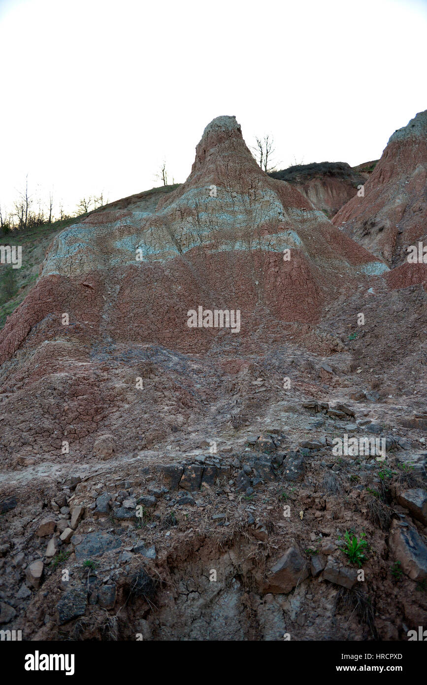 Badlands of clay soil in the upper valley of the river Secchia Sassuolo ...