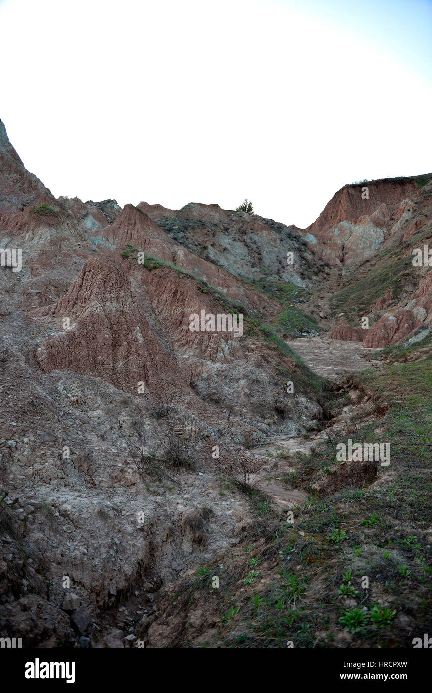 Badlands of clay soil in the upper valley of the river Secchia Sassuolo ...