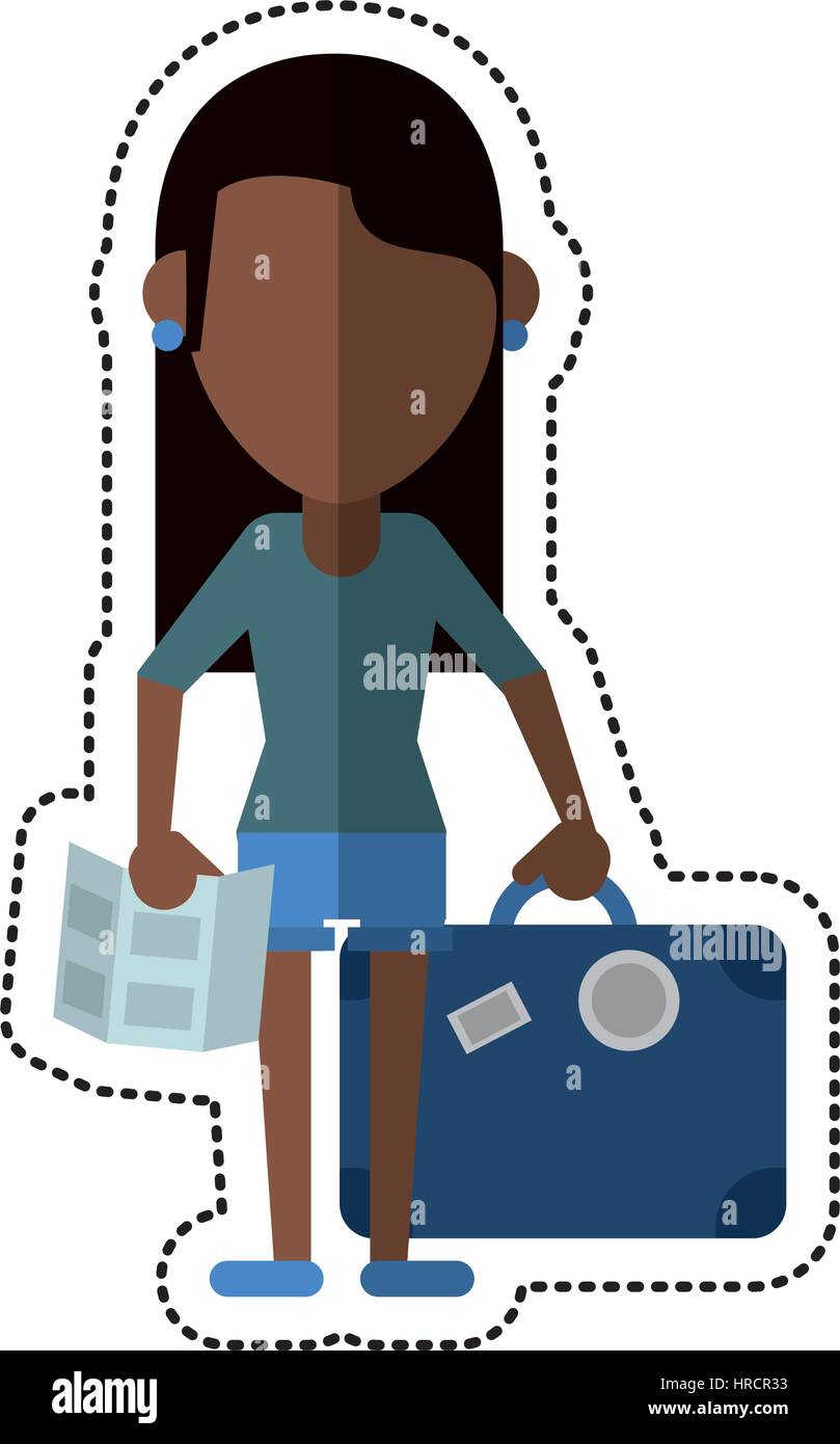 cartoon girl map travel suitcase Stock Vector Image & Art - Alamy