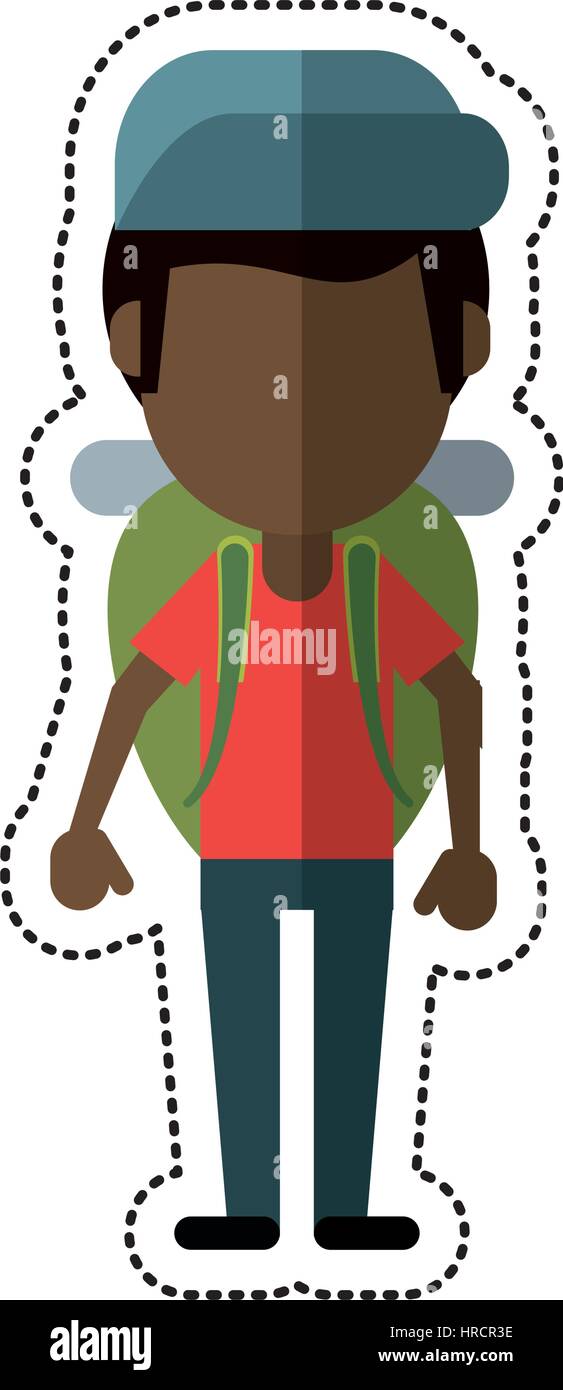 cartoon man backpack and cap Stock Vector Image & Art - Alamy