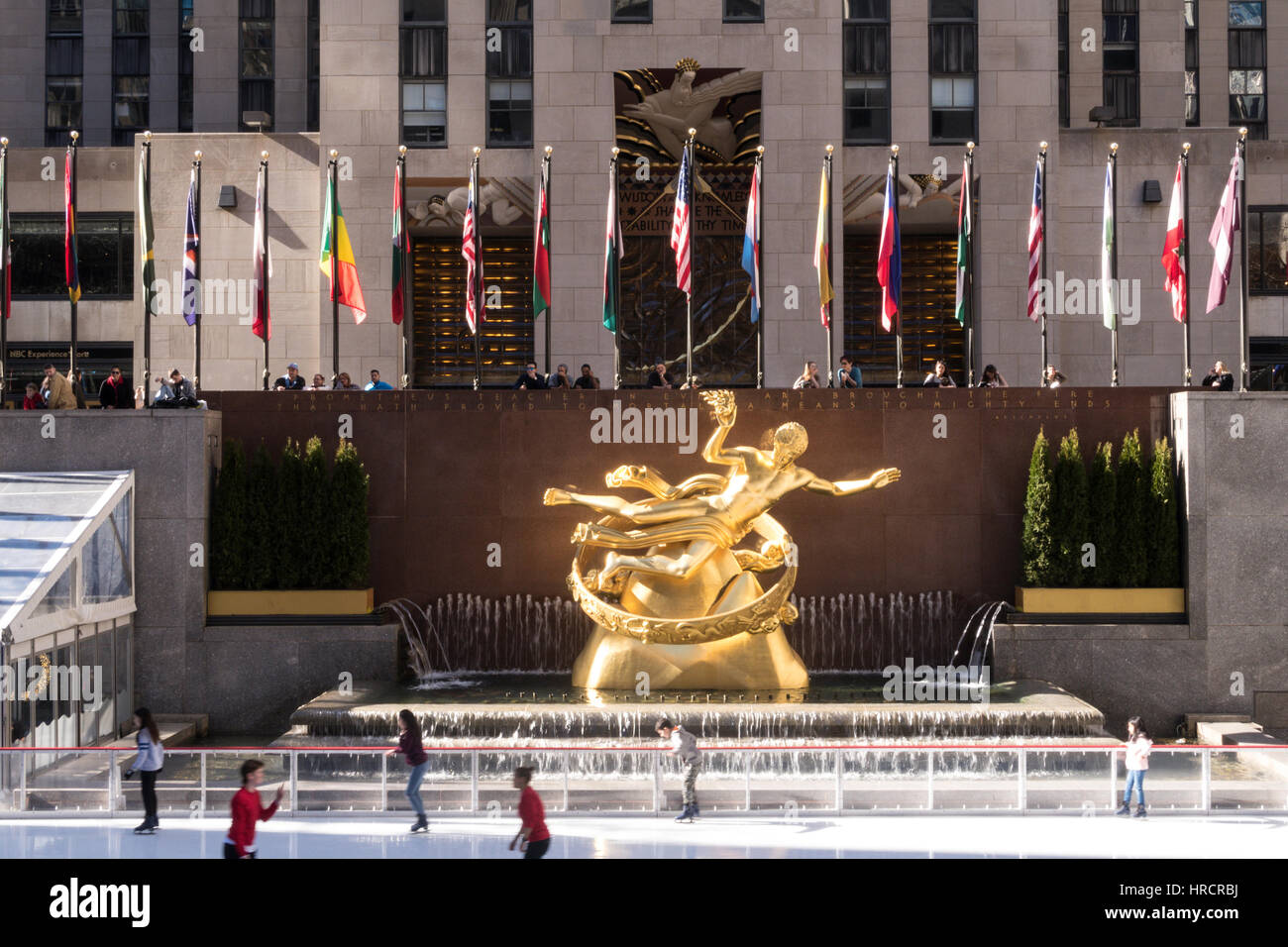 Statue of Prometheus, Rockefeller Center Plaza, NYC Stock Photo - Alamy