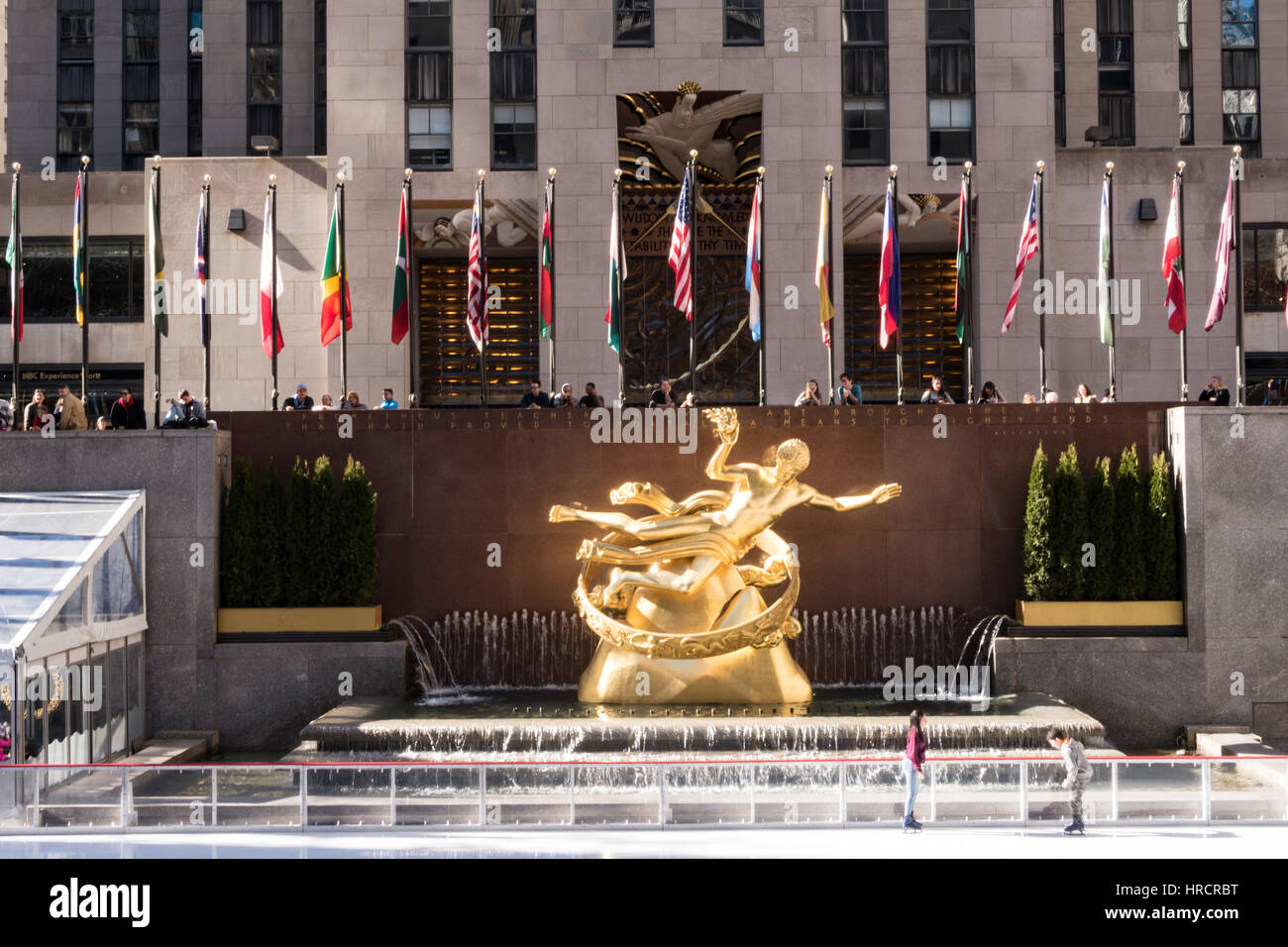 Statue of Prometheus, Rockefeller Center Plaza, NYC Stock Photo - Alamy