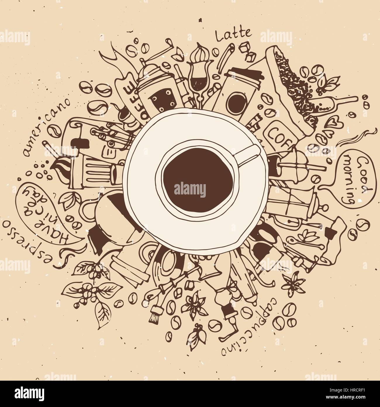 Morning coffee break doodle concept Stock Vector Image & Art - Alamy