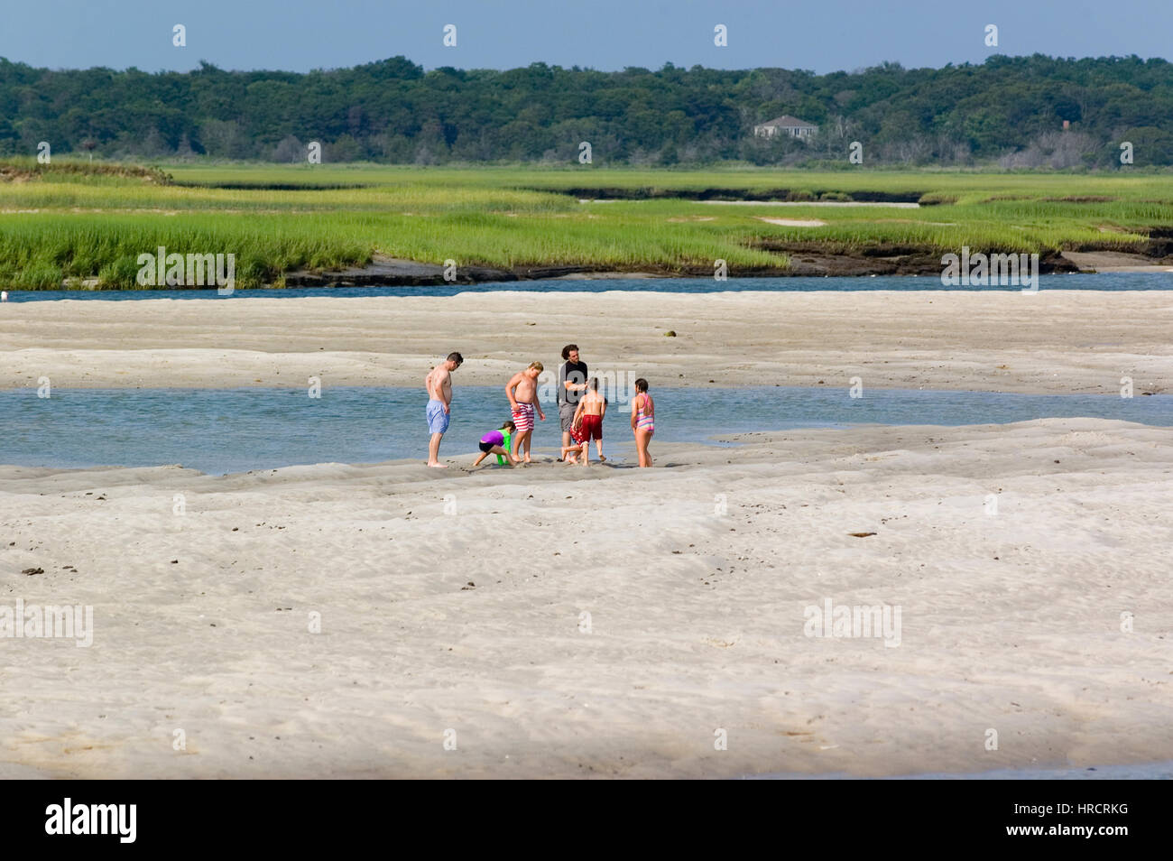 A family outing at a Cape Cod beach in Yarmouth Port, Massachusetts ...