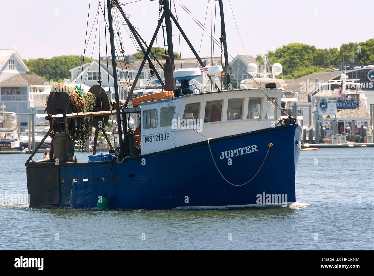 A commercial fishing boat in Hyannis Harbor, Massachusetts, on Cape Cod ...