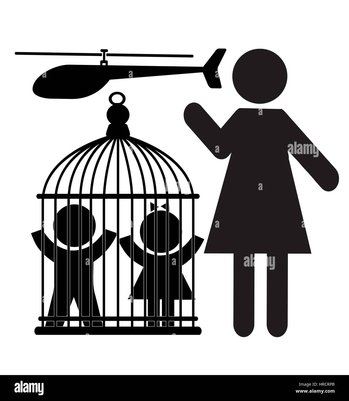 Overprotective mother makes her children prisoners Stock Photo - Alamy