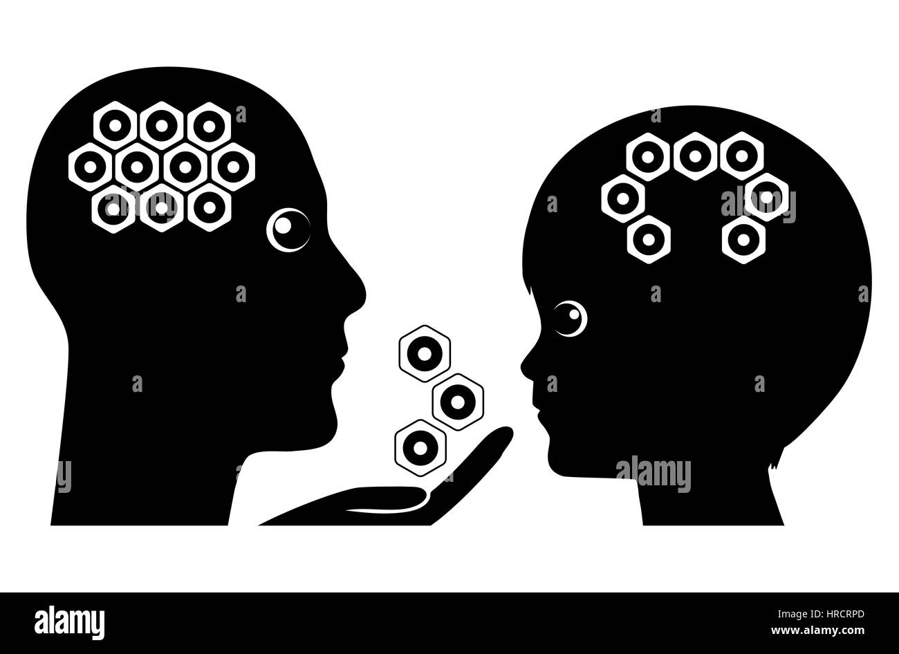 The father is leading his child by example in early childhood education ...