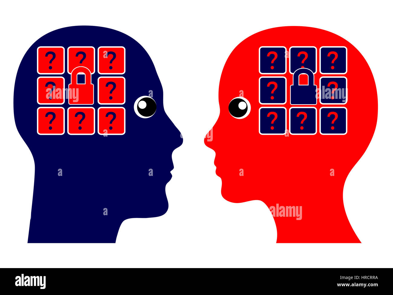 Two people trying to get to know each other by trial and error Stock ...