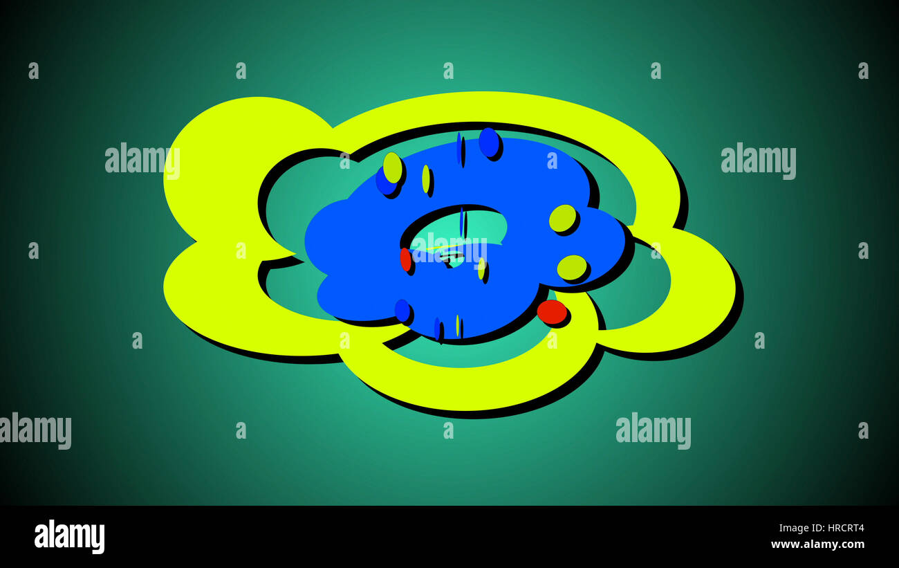 Abstract pop art objects on a green background. 3d illustration Stock ...
