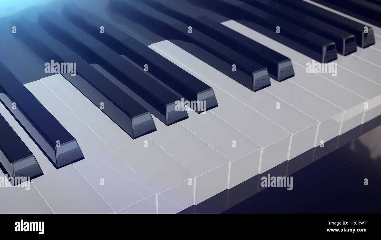 3d rendering of Beautiful Grand Piano Keys with mirror reflections ...