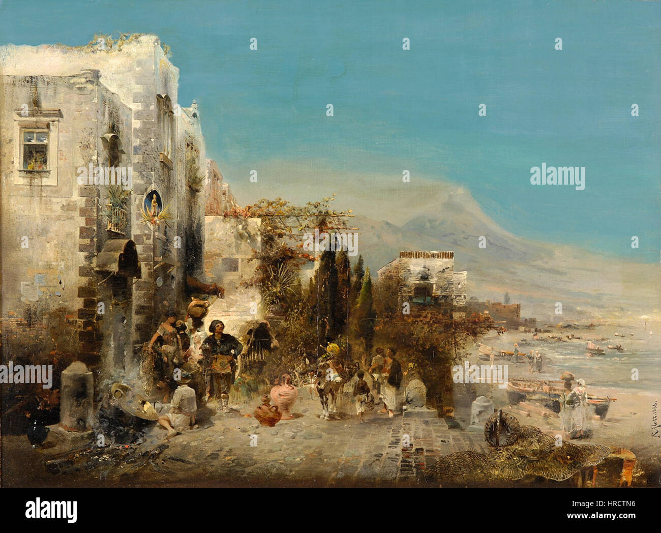 Robert Allot's depiction of the Strand von Neapel captures a scenic ...