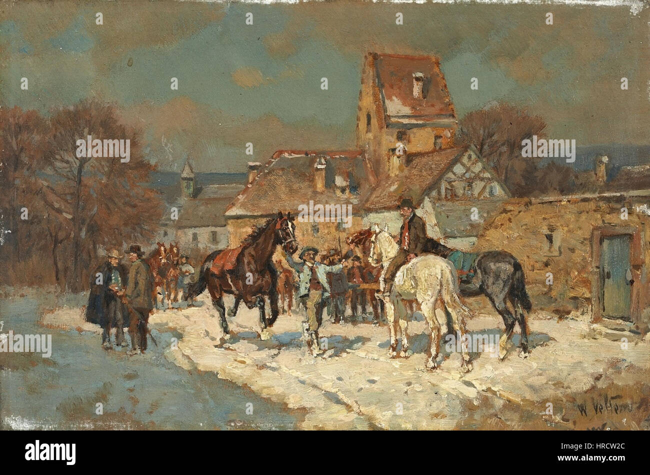 Wilhelm Velten Pferdemarkt am Stadtrand Stock Photo - Alamy
