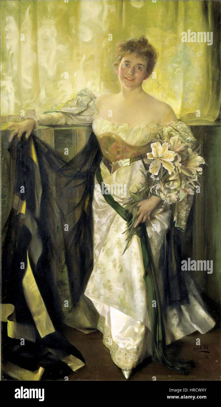 'Alice Berney' by Hubert Vos is a formal portrait that captures the ...