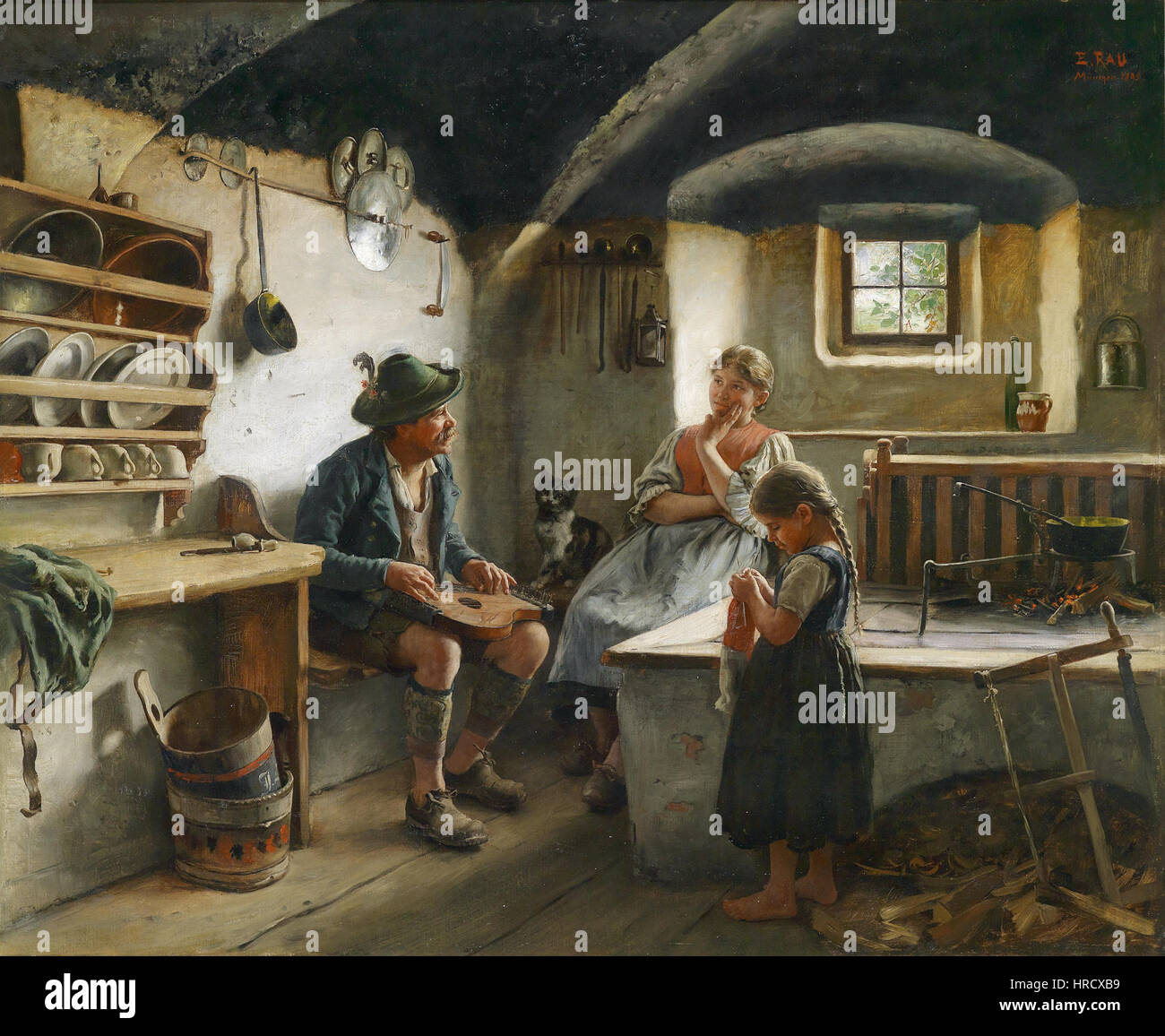 Emil Rau Der Zitherspieler 1890 Stock Photo - Alamy