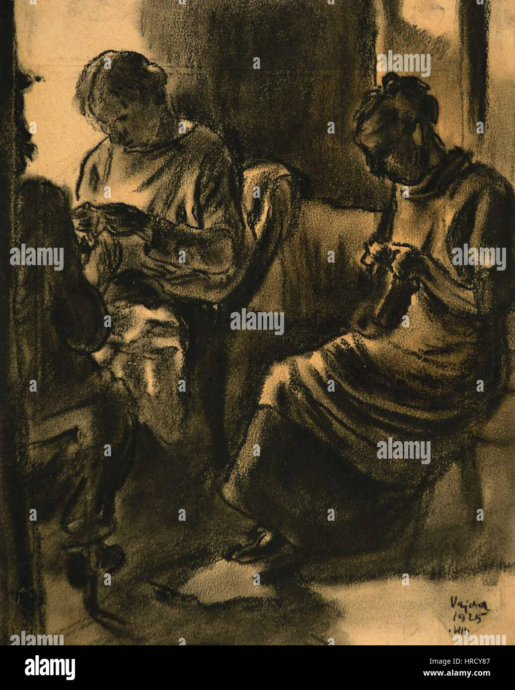 Vajda Lajos Mother and Teri are sewing 1925 Stock Photo - Alamy