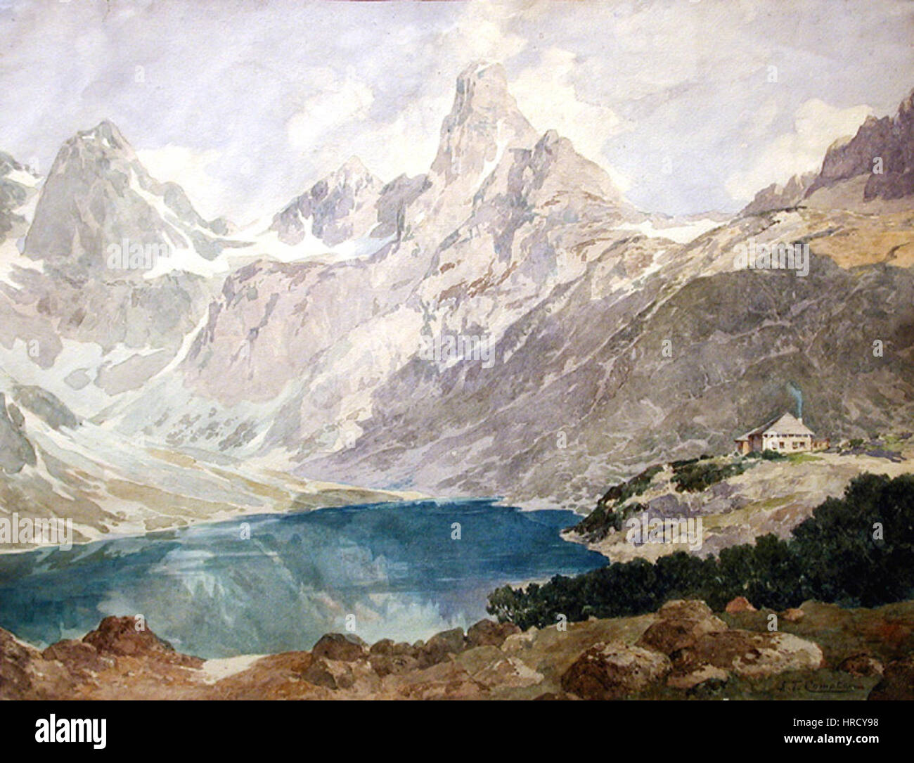 Compton, Alpine landscape with a lake Stock Photo - Alamy