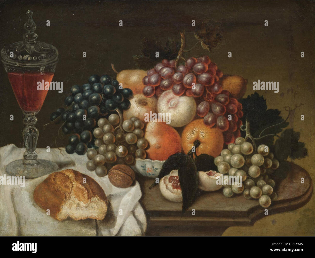 George William Sartorius (follower) - A still life with grapes, peaches ...