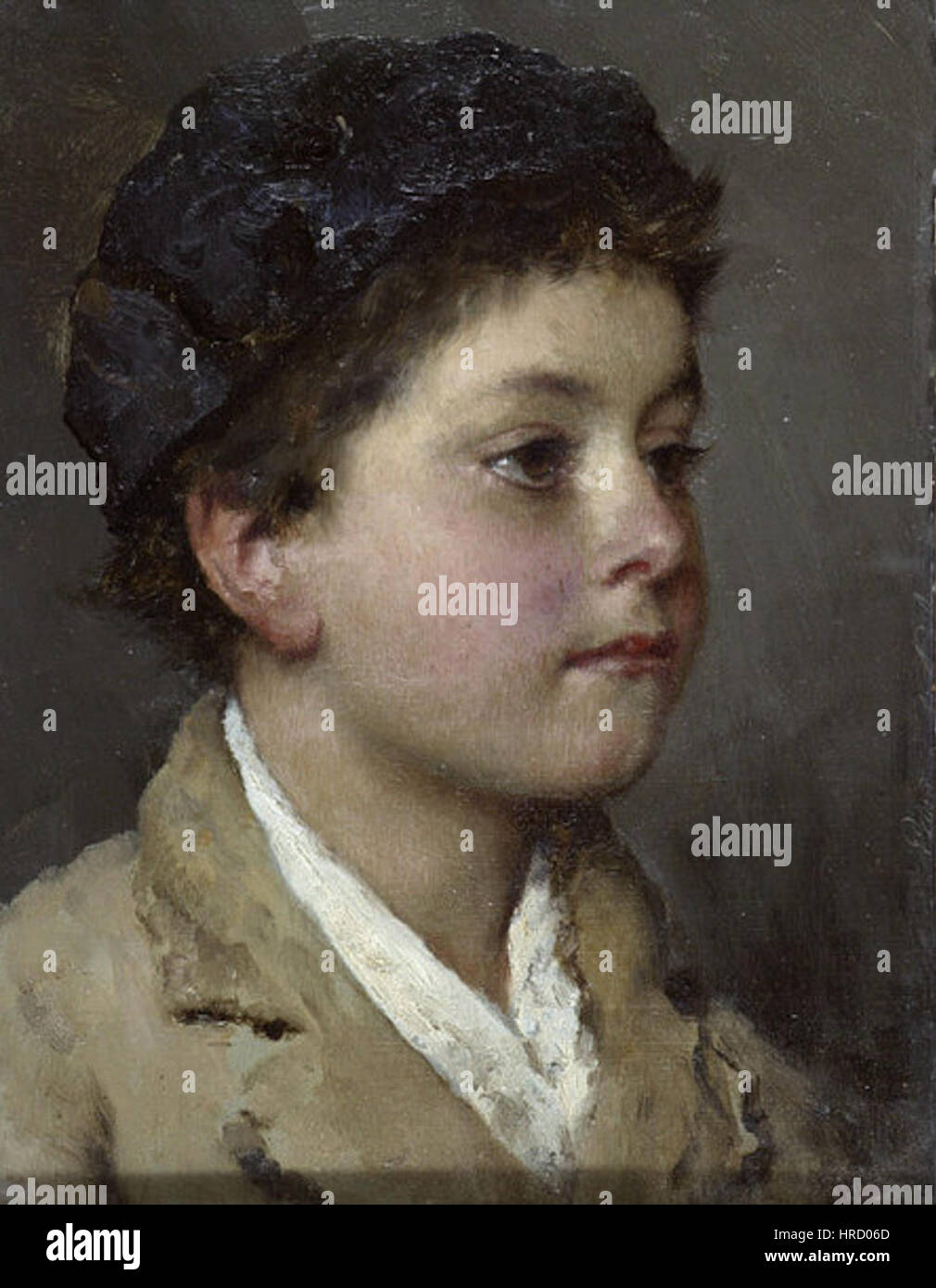 'Head of a Boy' by Austrian artist Blaas is a portrait featuring the ...