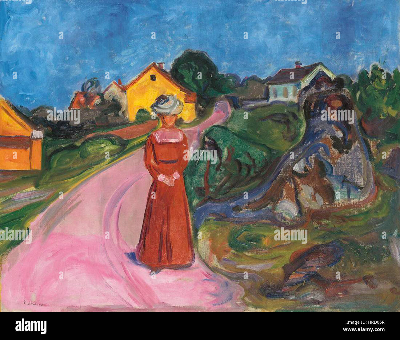 'Woman in Red Dress' by Edvard Munch depicts a female figure dressed in ...