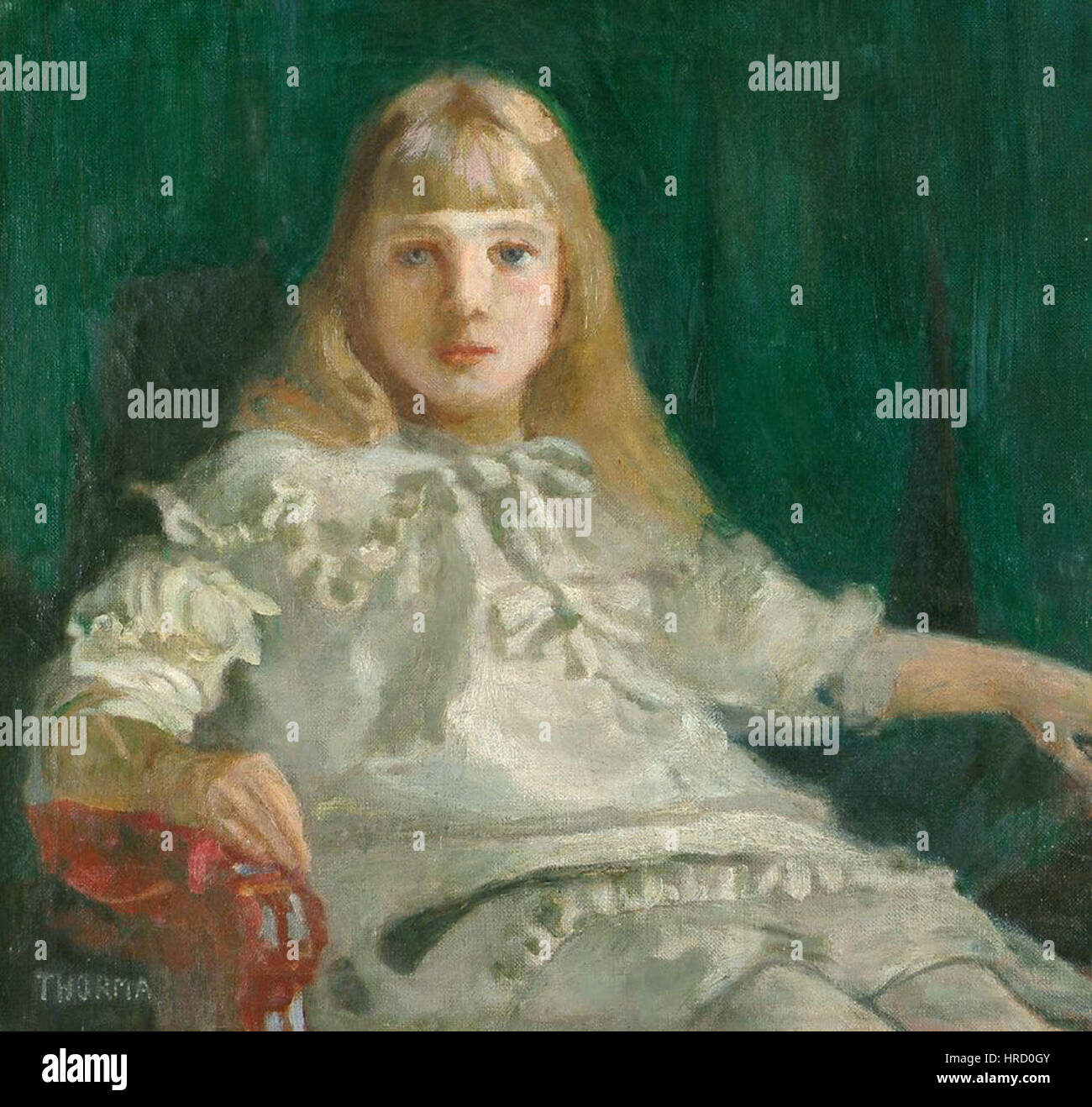 The portrait by Thorma portrays a young girl in traditional clothing ...