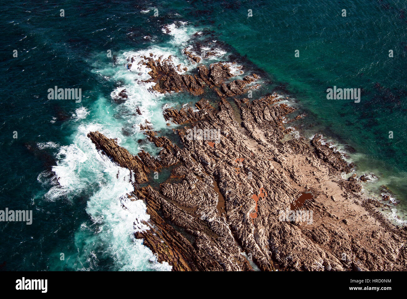 Aerial view of Geyser Rock, a small island next to Dyer Island which is ...