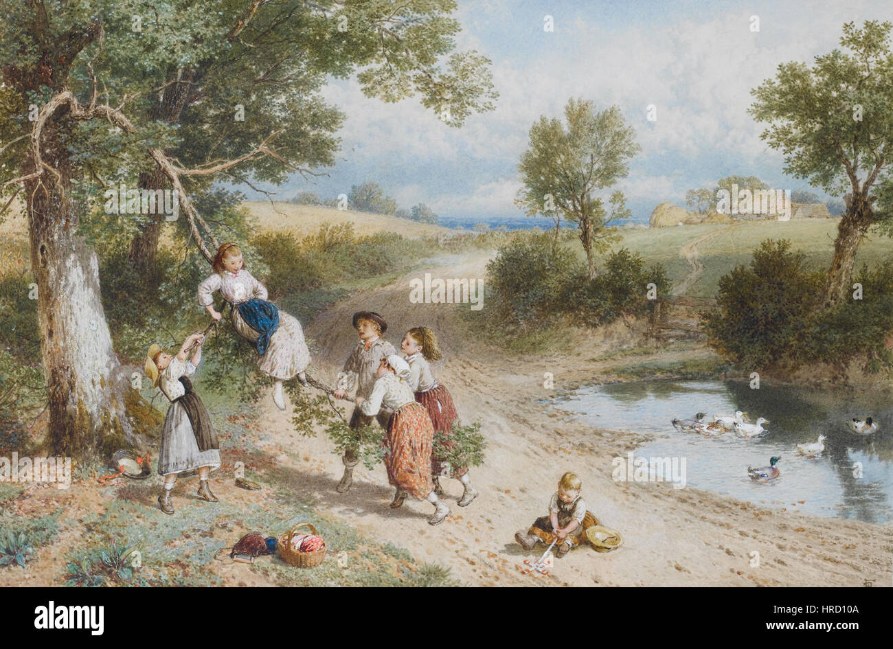 Myles Birket Foster The Swing Stock Photo - Alamy