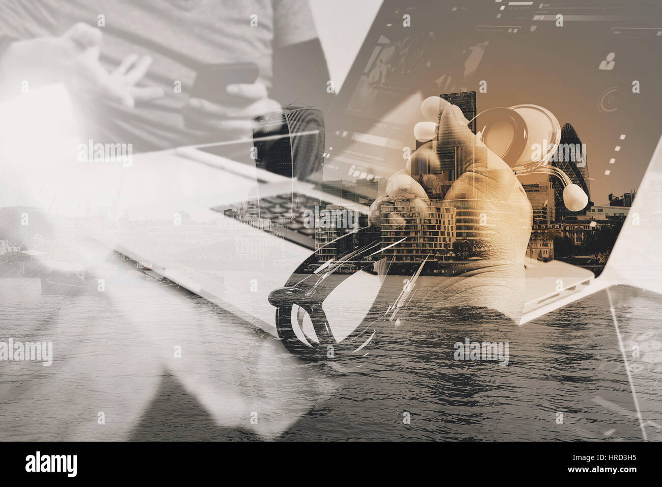 Double exposure medical doctor hand hi-res stock photography and images ...