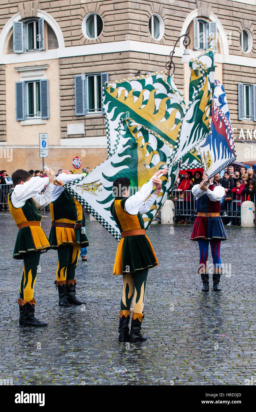 images of the Roman Carnival, held in Piazza del Popolo in Rome, with ...