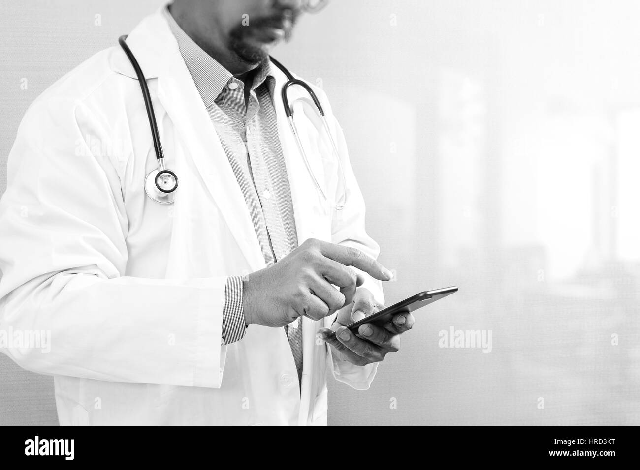 Medical technology concept. Doctor hand working with modern smart phone ...