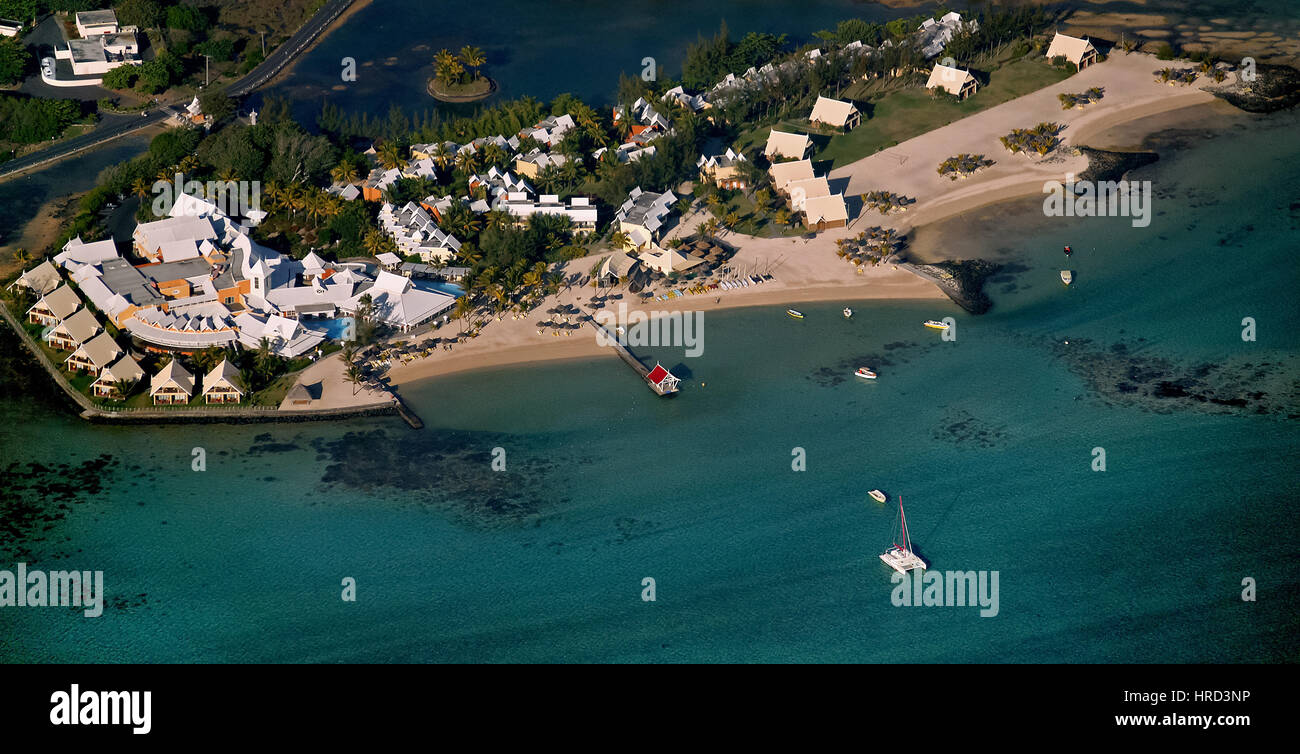 Mauritius, aerial photo, beach hotel, tamarin bay, Mauritius, tamarin ...