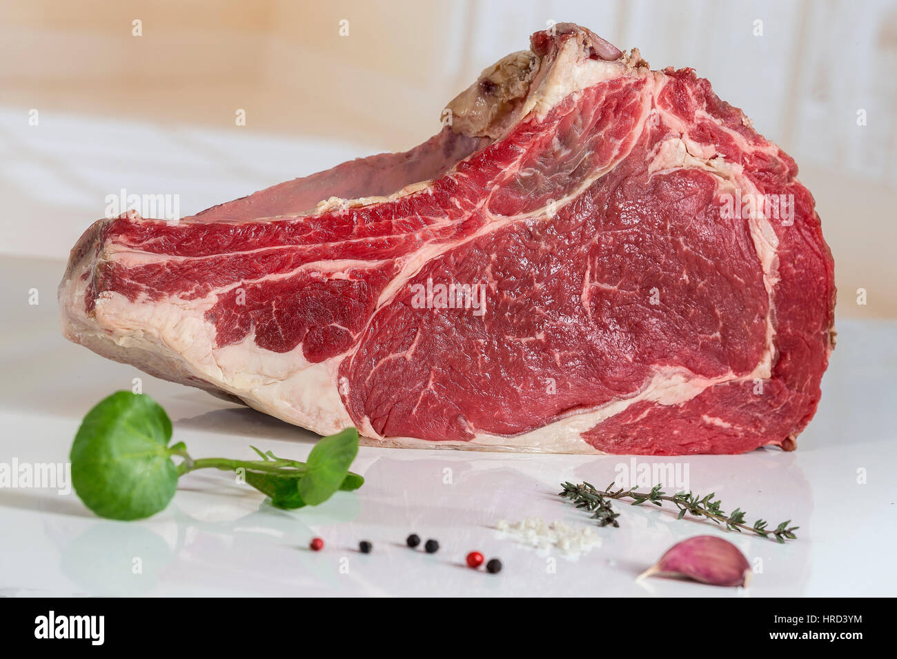 Fresh Raw Beef bone ribon white Stock Photo - Alamy